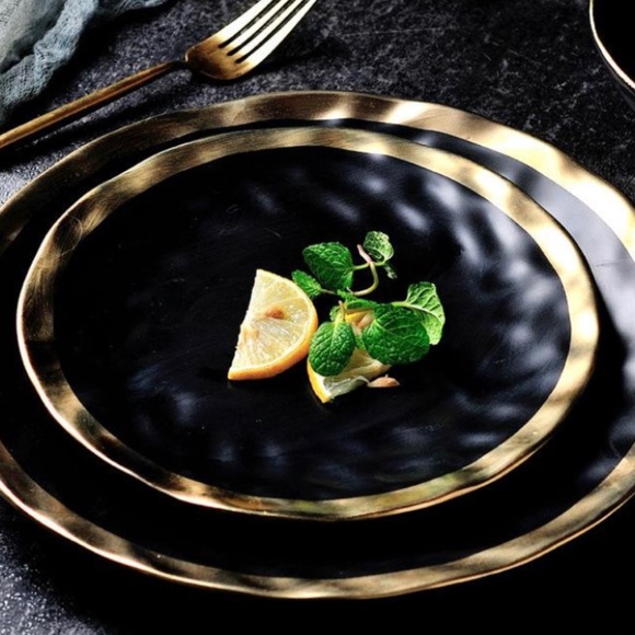 Dining | 1 Modern Goldblack Plates Set Of 6 | Poshmark